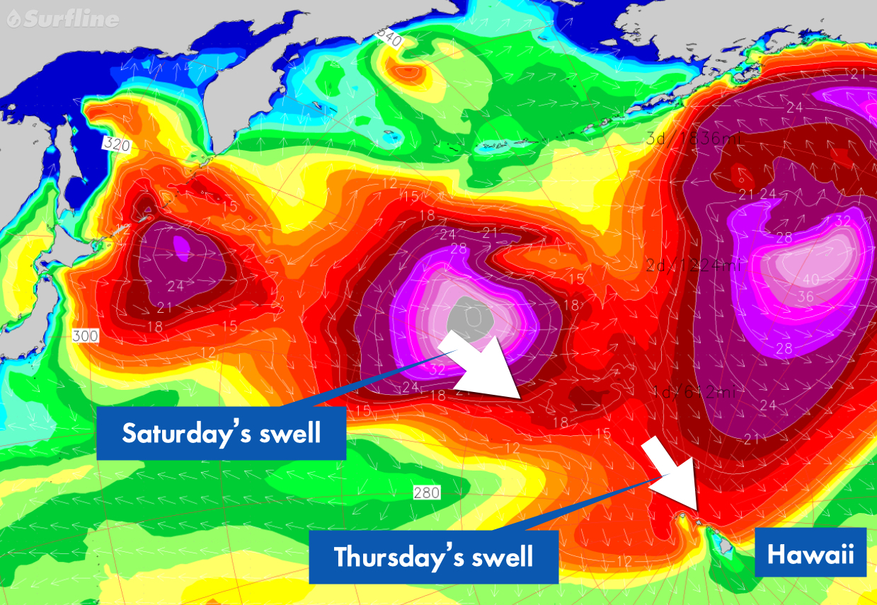 Pre-Game Swell Hits Hawaii; "Preheats Oven" for Saturday's Super Swell
